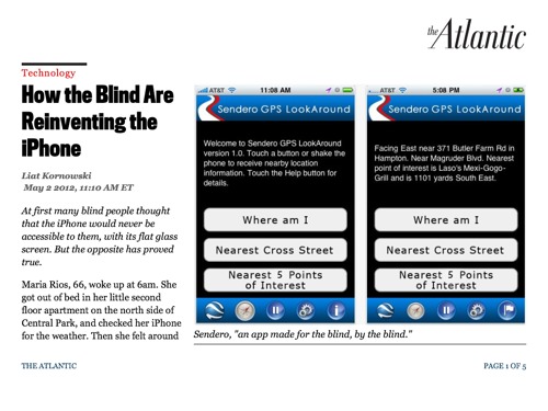 Article: How the Blind Are Reinventing the iPhone – Planet of the Blind